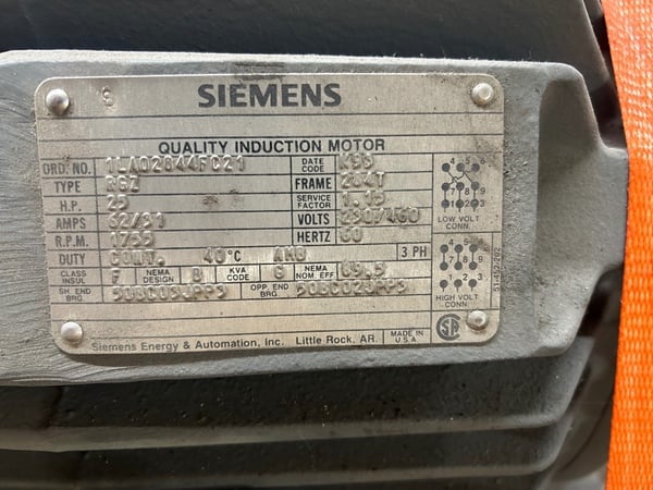 25 HP 1755 RPM Siemens, Frame 284T, induction motor, 230/460 Volts, new ...