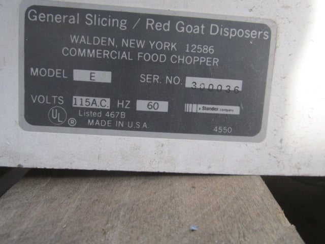General #E, Slicing/Red Goat Disposer Meat Grinder, 2" inlet, 1 HP ...