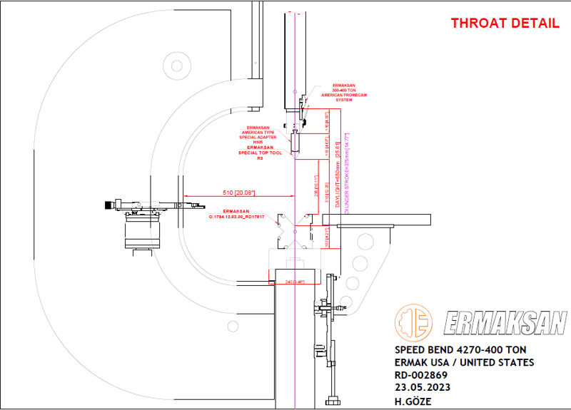 440 Ton, Ermak #Speed-Bend-4270-3620, 6-Axis, 14' overall, 2023 For ...
