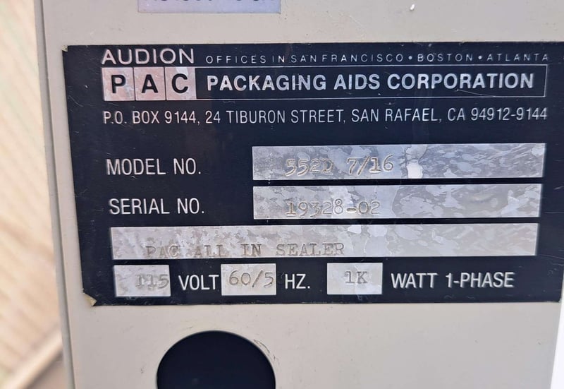 Packaging Aids Corporation (PAC), horizontal band sealer, Pac All In ...