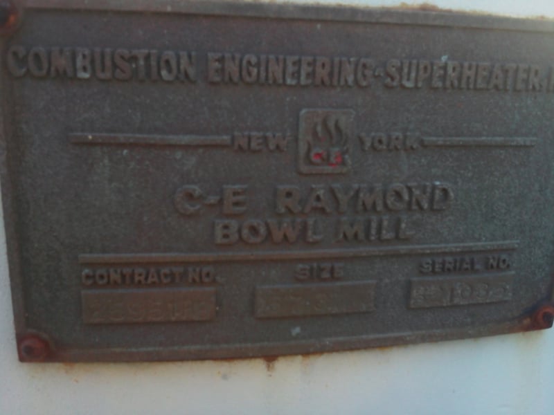 Raymond #573, Bowl Mill, Coal Pulverizer, 26500 lb/hr of coal, requires ...