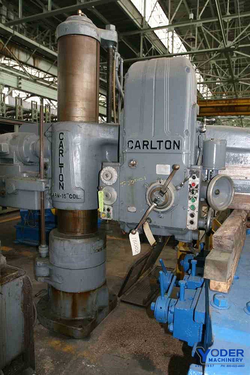 5' -15" Carlton #3A, radial drill, power elevation/clamp/head traverse ...