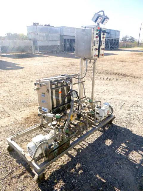 62 sq.ft., APV, HTST Heat Exchanger Skid, (92) Plates, (3) Dividers, 5 ...