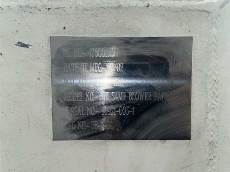 Mac #563, vacuum conveyor, 7.5 HP Baldor motor, 230/460 V., Dresser 45 ...