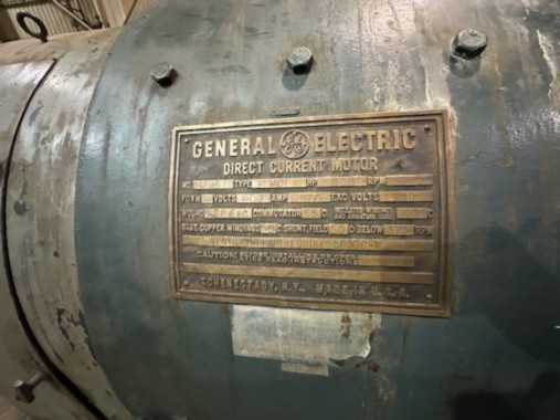 500 HP 250/700 RPM General Electric Direct Current Motor, 250 exc Volts ...