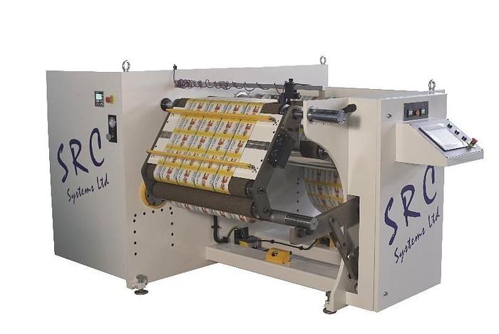 SRC Systems #6100, rewinder, 24" working width, 40" roll diameter, 3" unwind/rewind shaft for ...
