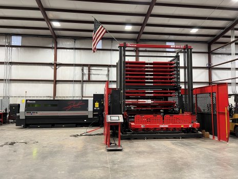 Amada #Ensis-3015AJ, fiber laser with 10 shelf automated tower, 3000 ...