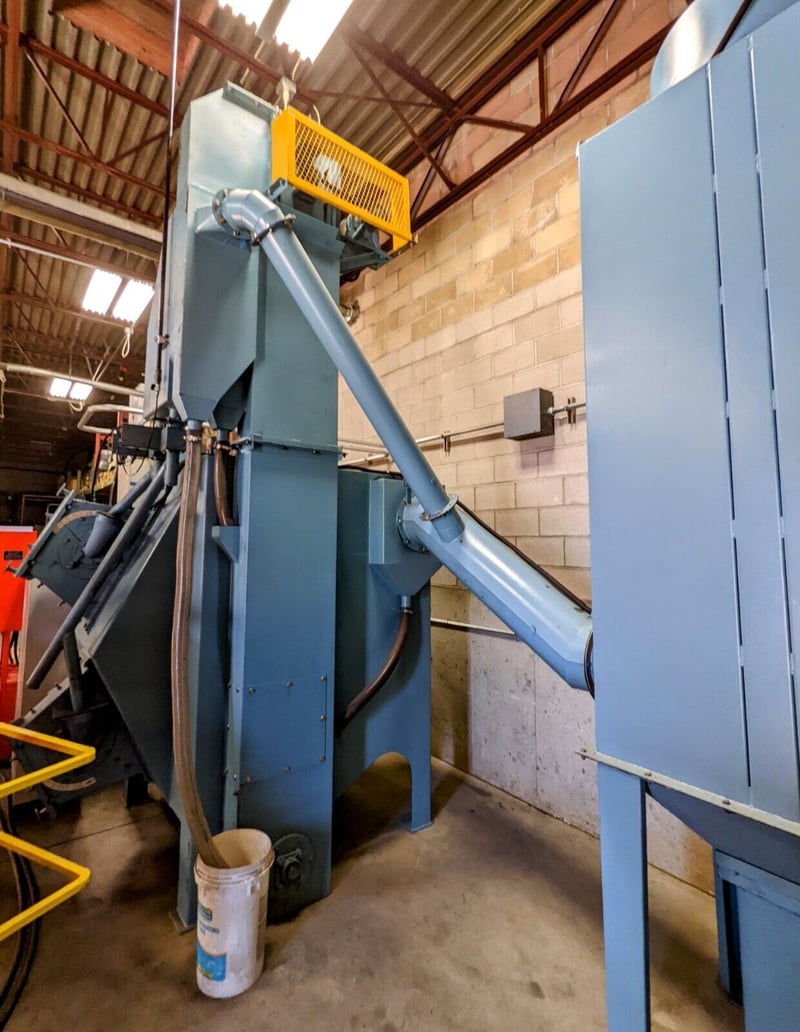 Model TD367, automatic spinner hanger sand blast machine, single swing ...