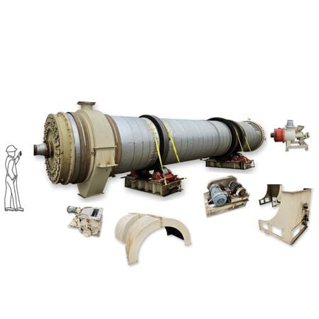 60" x 408" Tsukishima Kikai, steam tube rotary kiln dryer, soy bean ...