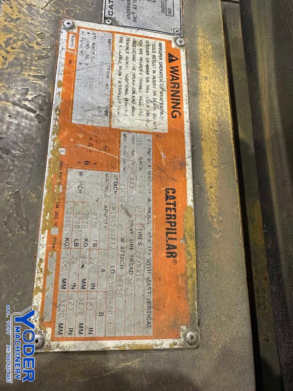 8000 lb. Caterpillar #T80D, LPG forklift, 123" lift height,side shift ...