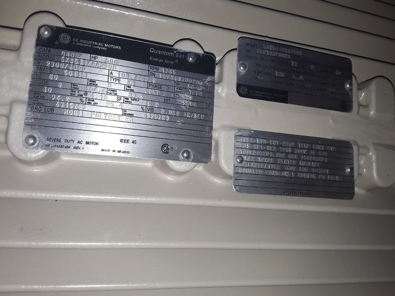 450 HP 1800 RPM General Electric, Frame 5010/11LL, TEFC, 2300/4000 ...