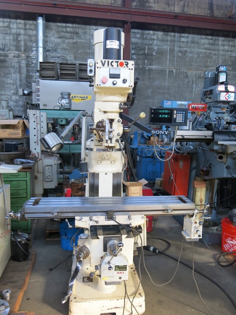 Victor #JF-2EVS, vertical mill, 9" x49" table, 3 HP, Sony 2-Axis ...