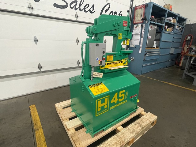 3" x 3" x 3/8" Uni-Hydro #45-14, hydraulic 3 station ironworker, 45 ton ...