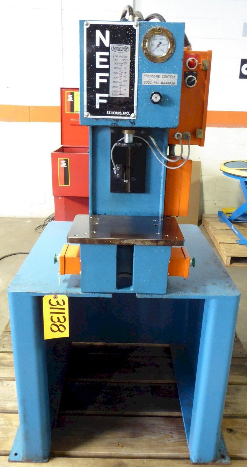 2 Ton, Neff #D2-2M, hydraulic gap frame press, 6" stroke, 12" daylight ...