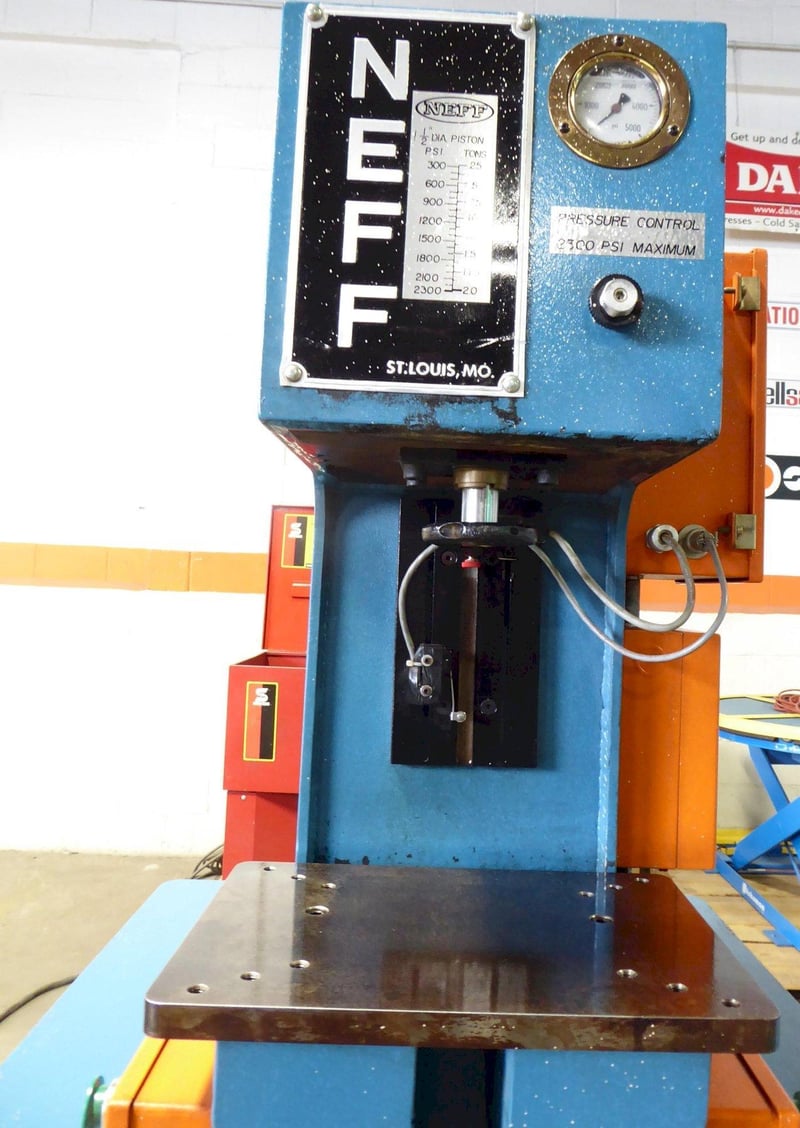 2 Ton, Neff #D2-2M, hydraulic gap frame press, 6" stroke, 12" daylight ...