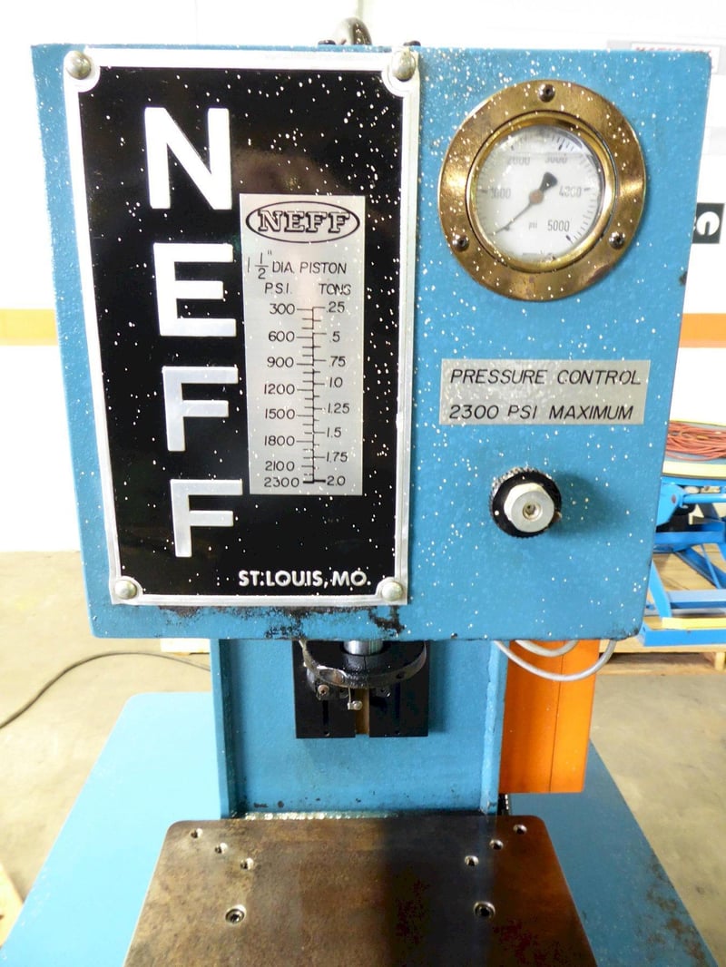2 Ton, Neff #D2-2M, hydraulic gap frame press, 6" stroke, 12" daylight ...