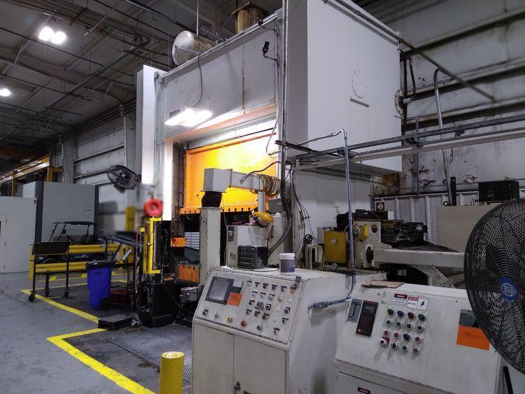 300 Ton, PTC #MPL-2-300-96X48, straight side double crank press, 12 ...
