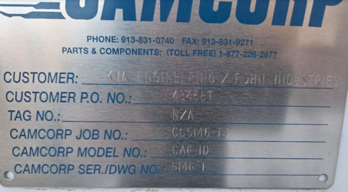 3000-5000 cfm Camcorp #CA-6-Verticle, dust collector, 15 HP direct ...