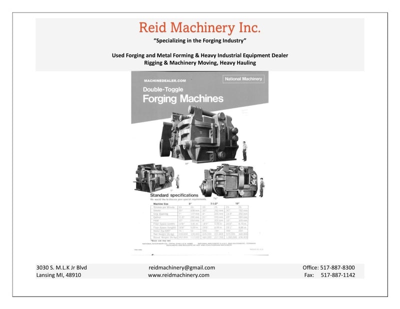 10" National Upsetter Heavy Duty Forging Machine, double toggle, 30 ...