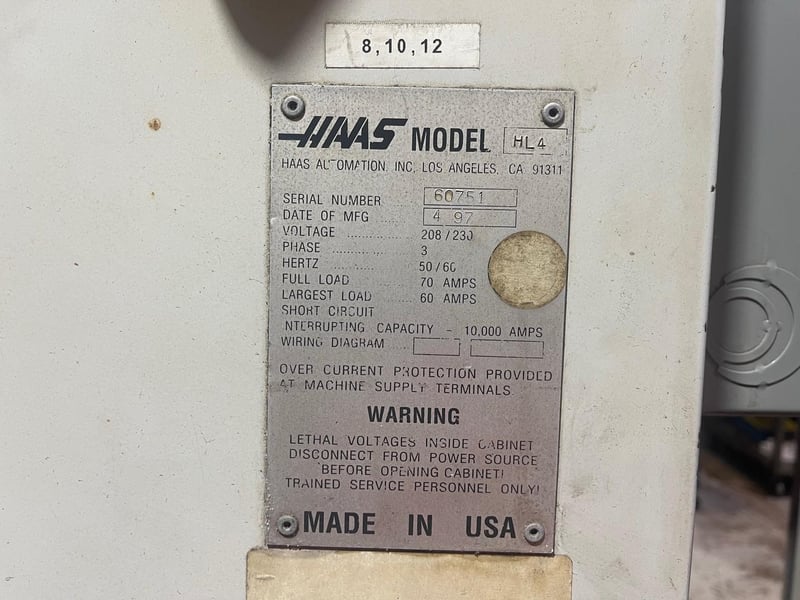 Haas #HL-4, CNC turning center, 24" swing, 10" chuck, 2.5" bar, 34" centers, 14.5" dia., 3400 ...