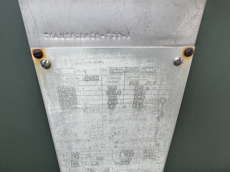 3000 KVA 13800 Primary, 2400Y/1385 Secondary, Ferranti Packard, Oil ...