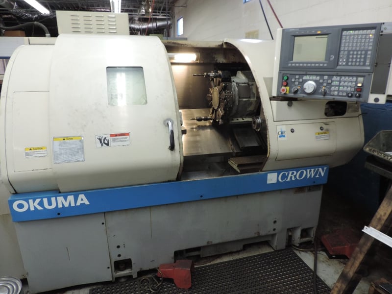 Okuma #762S-SB, CNC lathe, 3-jaw 8" chuck, 2.05" bar, 10.63" turn diameter, 19.068" turn length ...