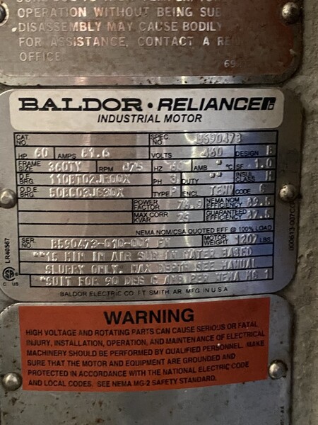 1400 GPM @ 80' TDH, Lawrence #KA01-06-EE92381, vertical cantilever ...