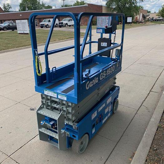 500 lb. Genie #GS-1930, scissor lift, electric, 25' work height, 19' platform height, fully ...