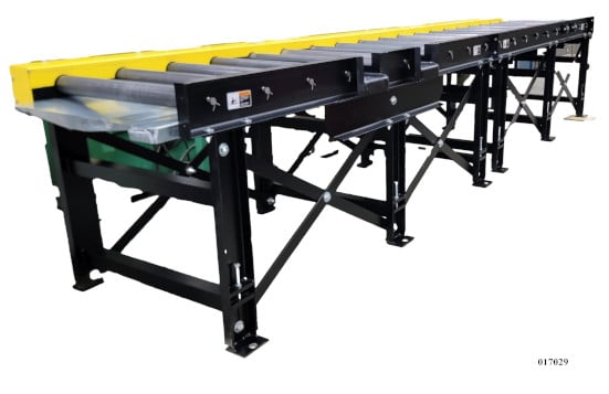 36" wide x 10' long, Hyd-Mech, powered infeed conveyor, pneumatic ...