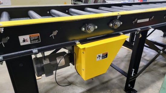 36" wide x 10' long, Hyd-Mech, powered infeed conveyor, pneumatic ...