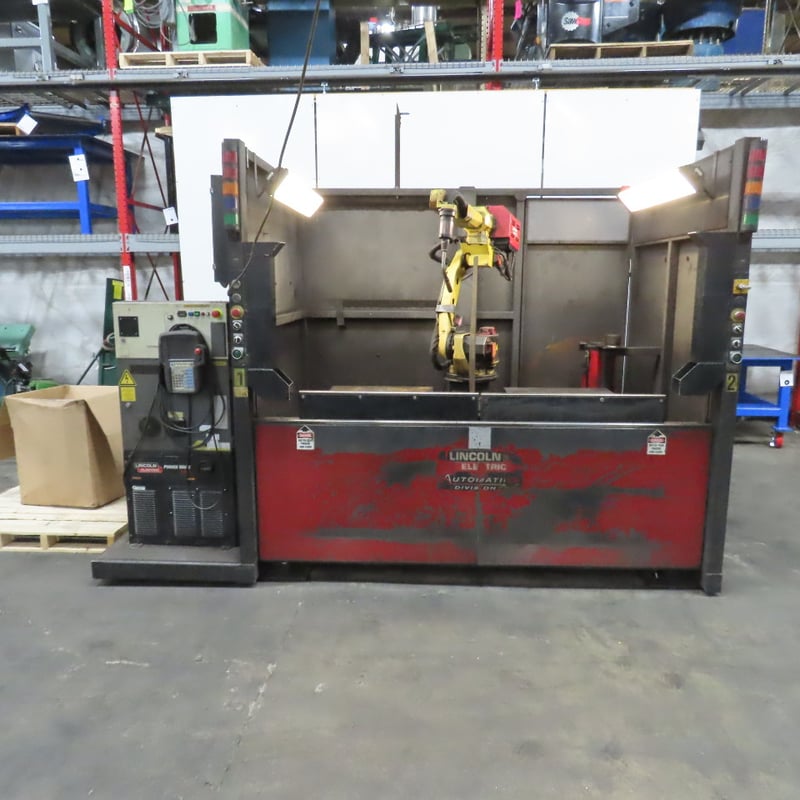 Lincoln Fanuc 100iC, 6-Axis dual zone robotic welding cell Power Wave ...