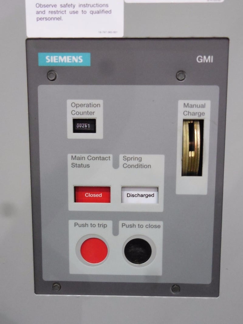 2000 Amps, Siemens, 5-GMI-350-2000-78, AC high voltage vacuum breaker ...