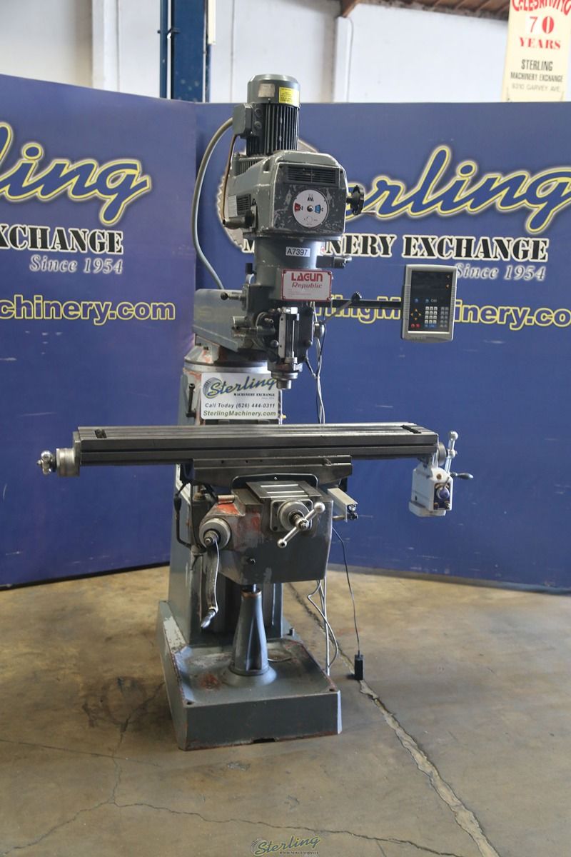 Lagun #FTV-2, heavy duty vertical mill, 9" x48" tbl., 33" X, 16" Y, 16 ...