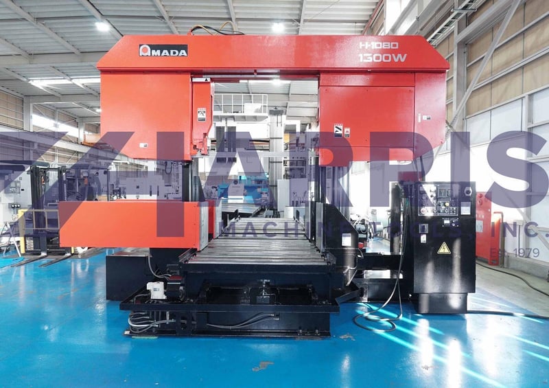 39" x 51" Amada #1300W, horizontal band saw, dual hydraulic vise, chip ...
