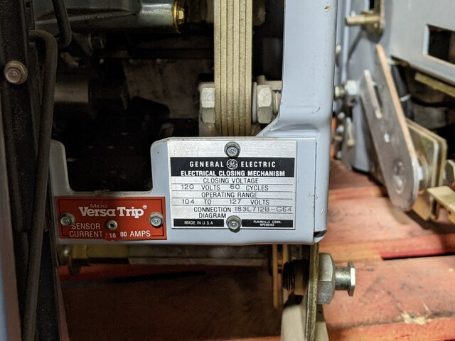 1600 Amps, General Electric, AKR-7D-50, low voltage air circuit breaker ...