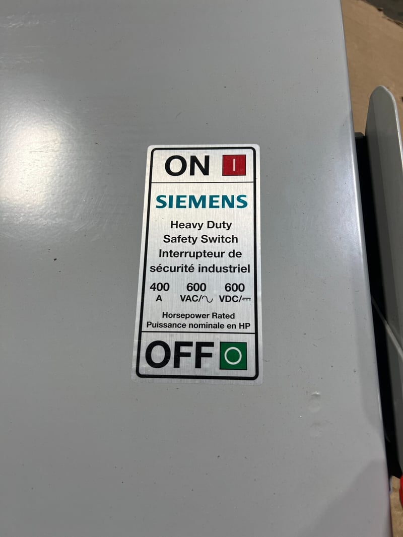 400 Amp. Siemens #HF365NRA, safety disconnect switch, 600 Volts, 3-pole ...
