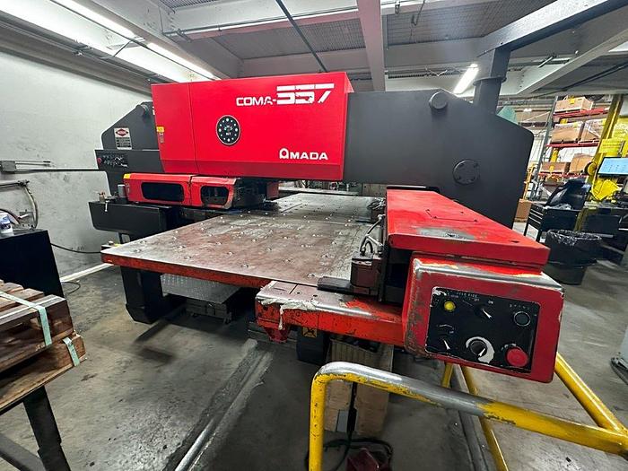 55 Ton, Amada #Coma-557, CNC turret punch, 58 station, 2 automatic ...