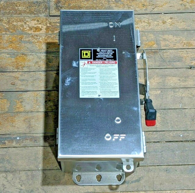 30 Amp. Square D, HU361-DSEI2, Safety Disconnect Switch, 3 Pole, 30 HP ...