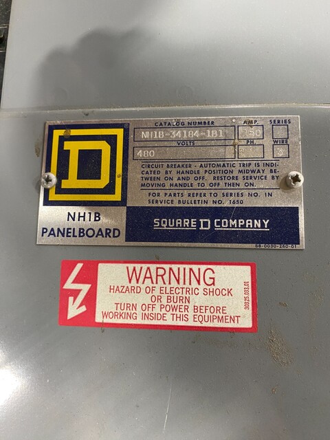 150 Amp. Square D, NH1B, I-Line Panelboard, 42 Space, 63" H x 26.5" W x ...