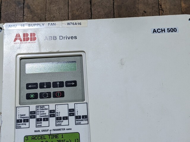 30 HP ABB, ACH 500, Variable Frequency AC Drive, 36 Amps, 3 phase, 50/ ...