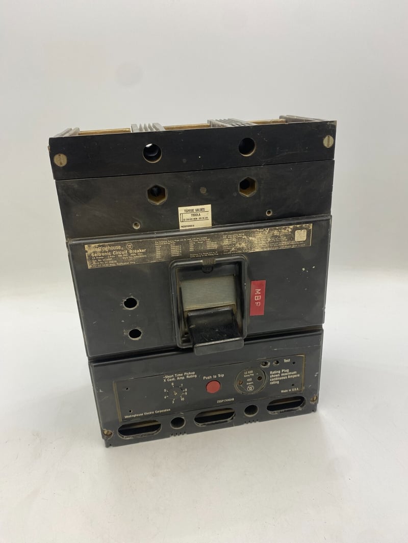 600 Amps, Westinghouse, LC3600F, Bolt-On Circuit Breaker, 600 V, 3 Pole ...