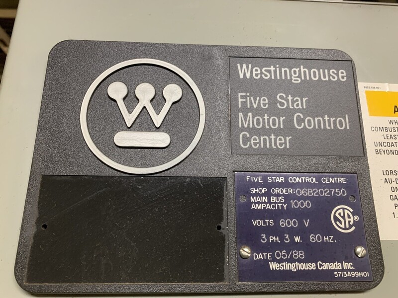 Westinghouse, five star double-sided mo, 4 Buckets, 1000 Amps, 600 V, 3 ...