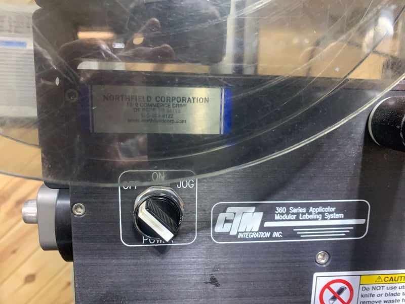 CTM #360-1-00-00-56-00, Label Applicator with Flexlink Conveyor, 7-1/2 ...