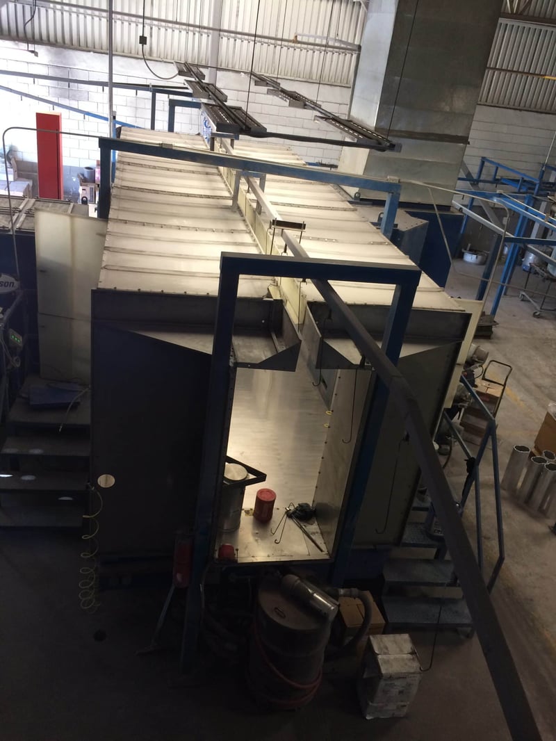 Nordson #107115C, Powder Coating Booth, 102" x 266" Overall, 36" x 84 ...