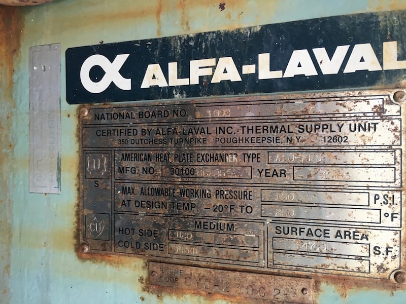 113 sq.ft., Alfa-Laval #A10-BFG, utilized in Vitamin C prodution, 150 ...