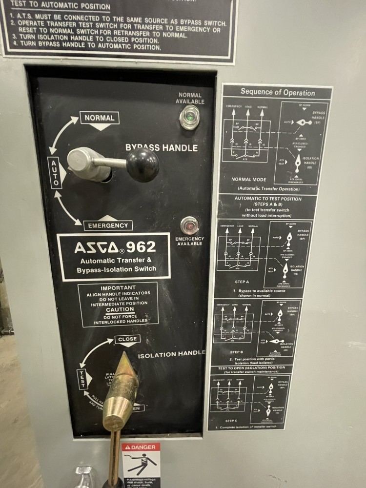 400 Amp. ASCO Automatic Transfer Switch N1 Enclosure Catalog Number ...