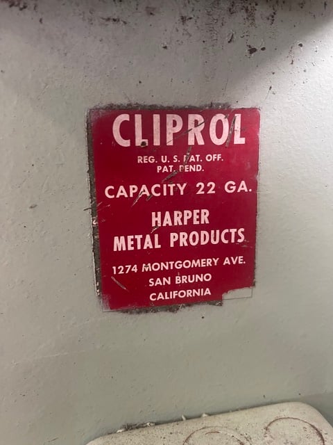 Harper #Cliprol-1-1/2, lockformer machine, 22 gauge, 6 stations, 220 V ...