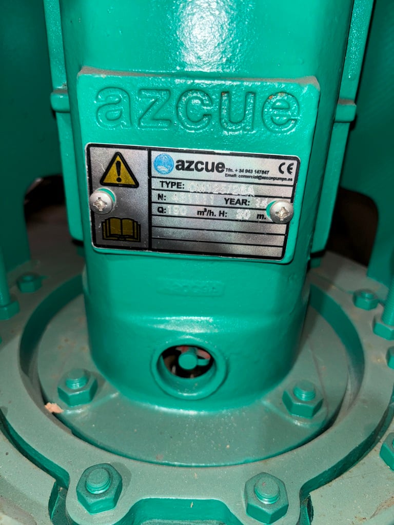 836 GPM @ 97' TDH, Azcue CM Series verticle centrifugal pump #125/26A ...