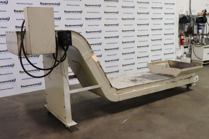 30" x 96" LNS, motorized chip conveyor, vari-speed frequency drive for ...