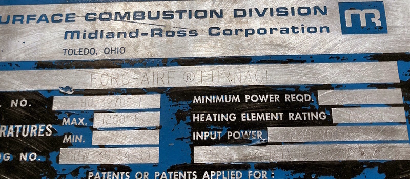 30" width x 30" H x 48" D Surface Combustion Combustion Electric Temper ...